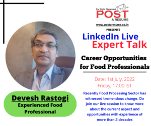 Expert Talk Live with Devesh Rastogi on Career Opportunities for Food ...
